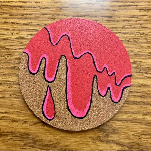 Dining | Multicolor Grime Drip Cork Coasters Lot Of 9 | Poshmark